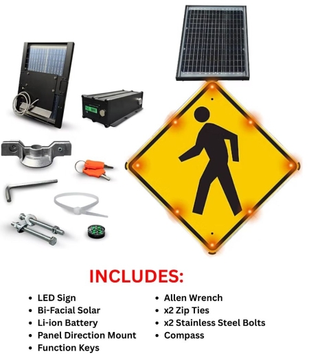 The Traffic Sign Store: Solar Powered LED Pedestrian Crossing Sign (W11-2)